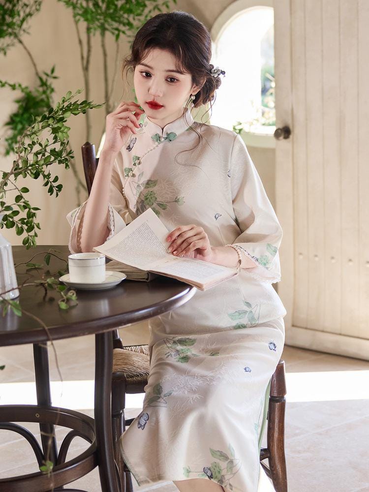 Doveyaf New Spring Qipao Dress, China Cheongsam Trumpet Loose Sleeves ...