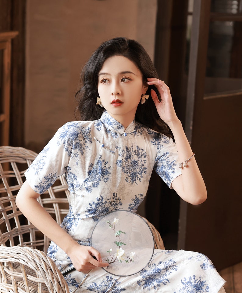 New Design Spring Summer China Vintage Cheongsam 青花瓷 Blue - Etsy