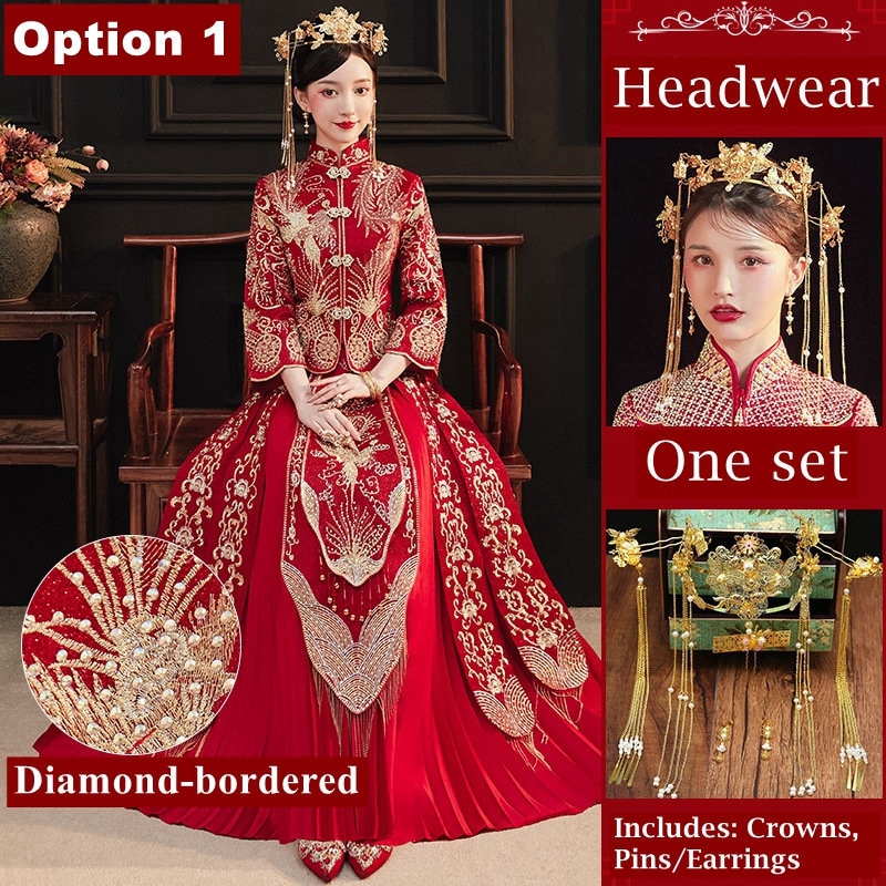 Traditional Chinese Bridal Red Wedding Xiuhe Dress茹茵 | Etsy