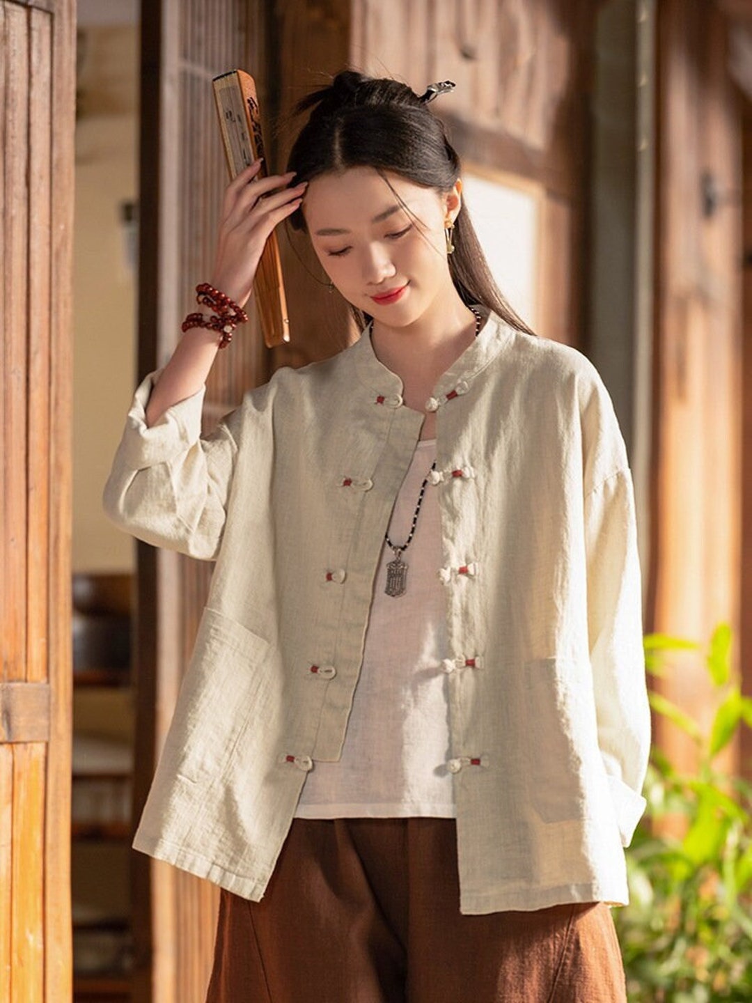 China Spring Tang Bamboo Ramie Jacket, Liziqi Loose Shirt, Mandarin ...
