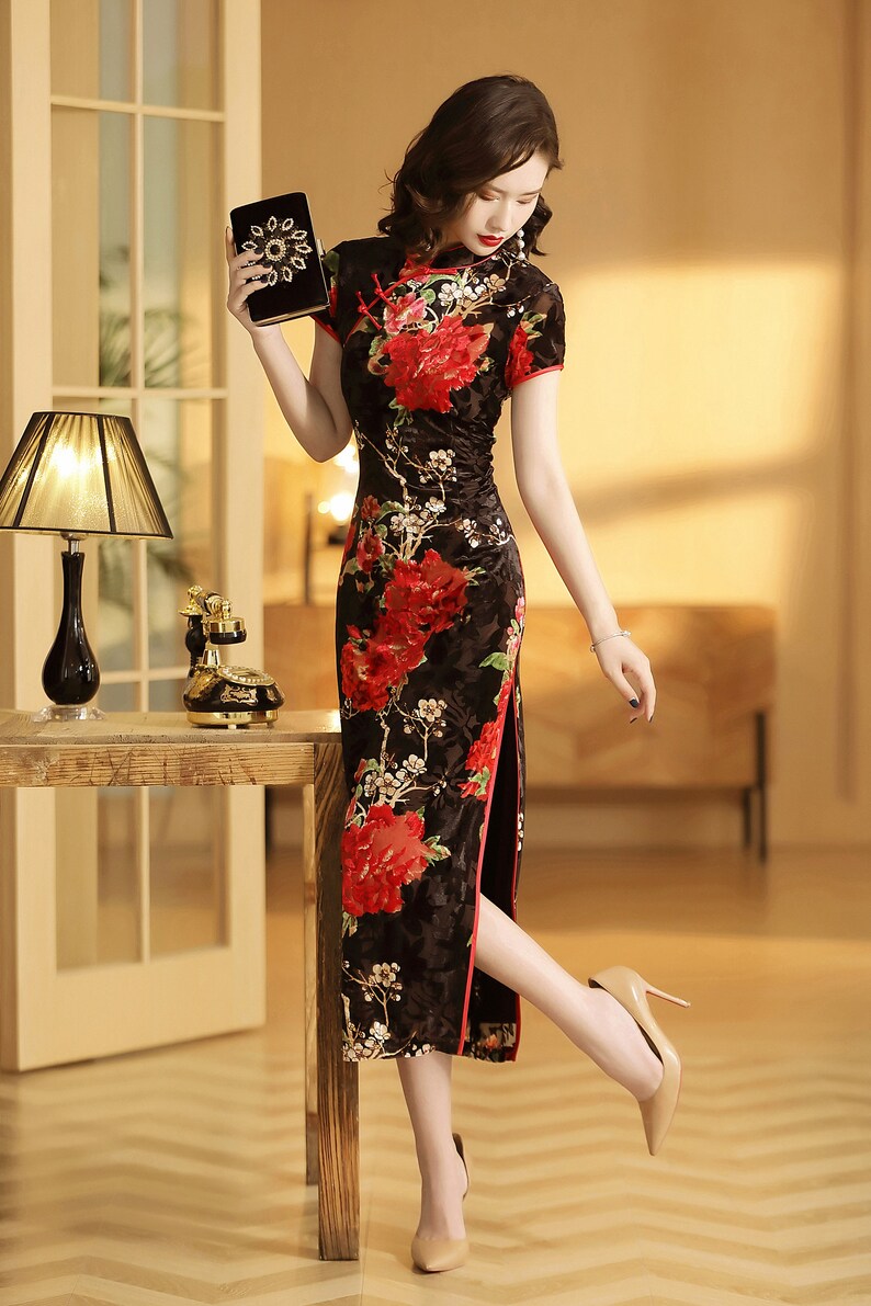 2021 China Cheongsam Positioning Flower Pattern Chinese - Etsy