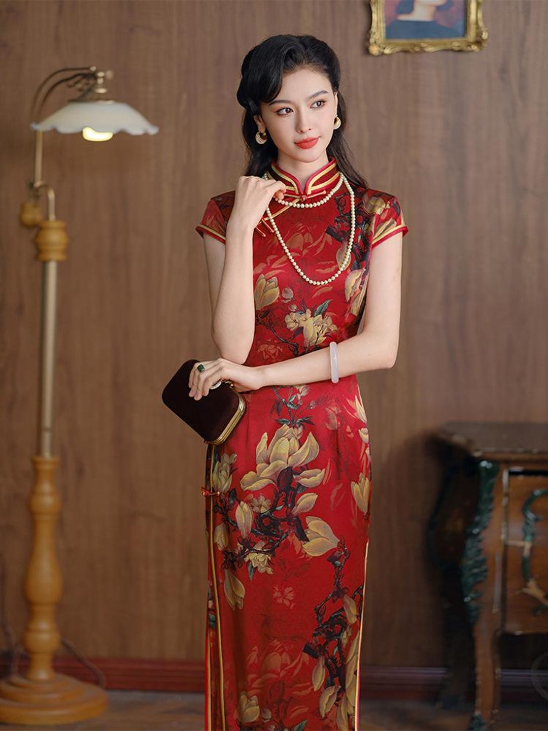 Minguo Era Retro Mulberry Silk Cheongsam,100% Pure Silk Qipao Dress in ...