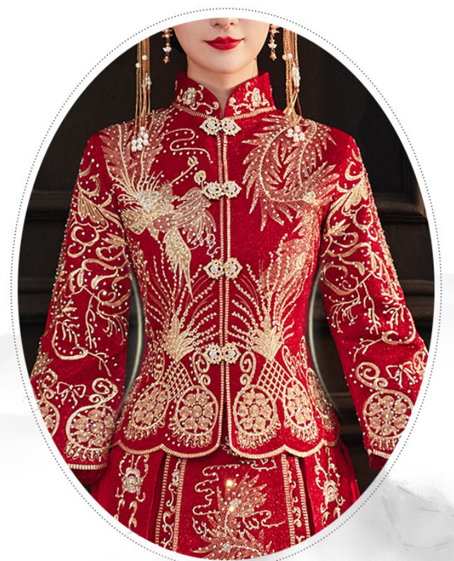 Traditional Chinese Bridal Red Wedding Xiuhe Dress,茹茵 Embroidery ...