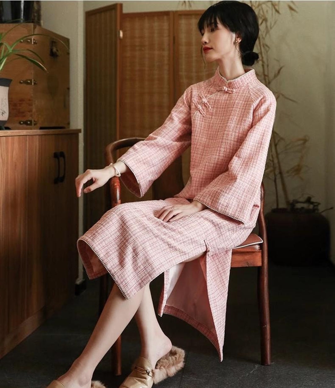 Premium Cut Fall Chinese French Chanel Style Cheongsam Elegant Loose ...