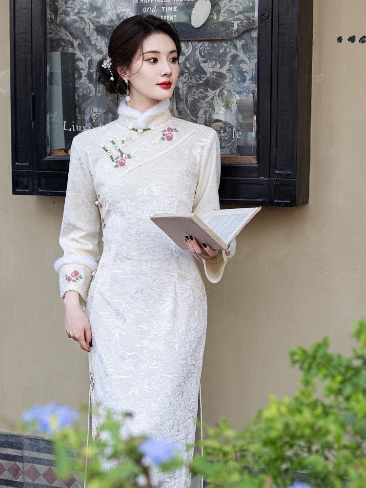 Traditional Chinese Thick Qipao Winter Christmas Lunar New Year, Tang ...