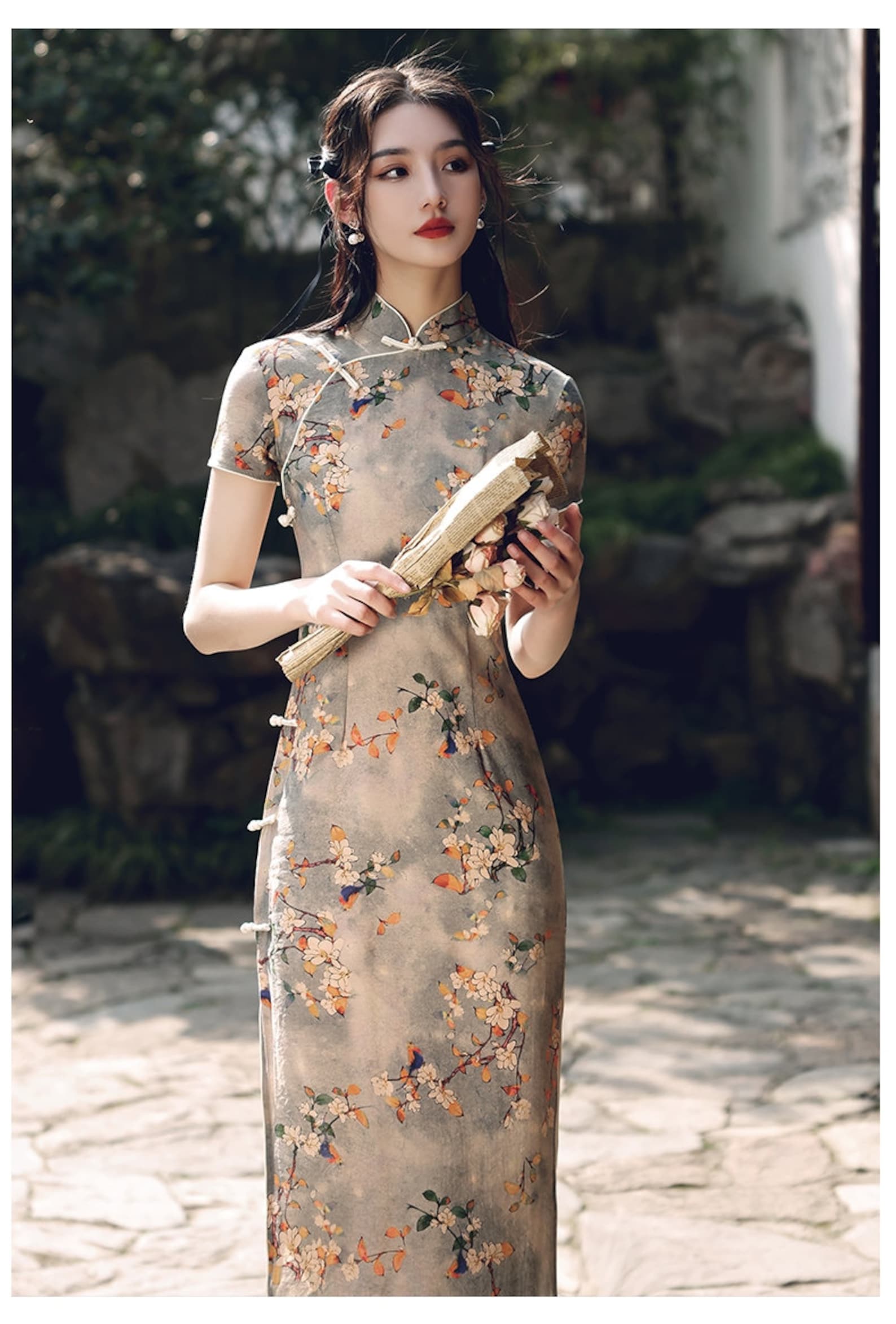 Traditional Chinese Cheongsam Dress China Qipao Painted 寒梅 - Etsy UK