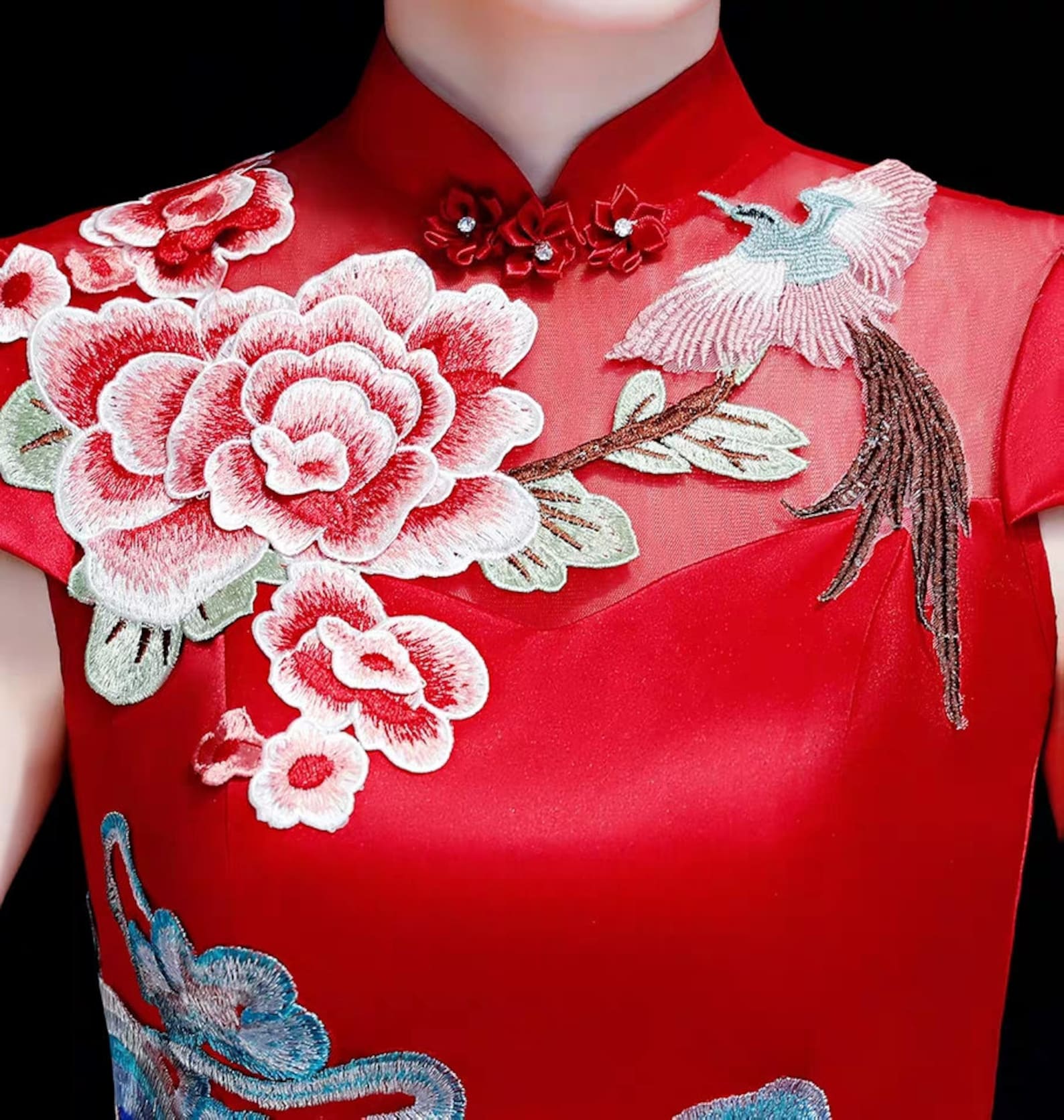 Vintage China Cheongsam in Red Classical Embroidery Pattern | Etsy