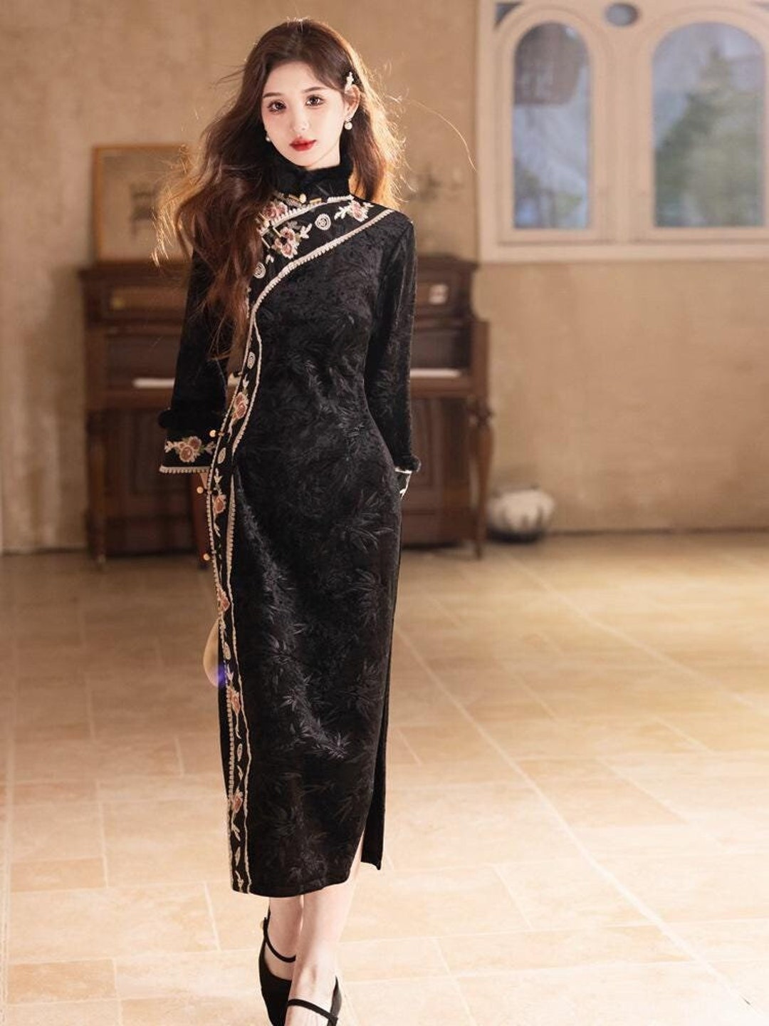 Traditional Chinese Thick Qipao Winter Christmas Lunar New Year, Tang ...