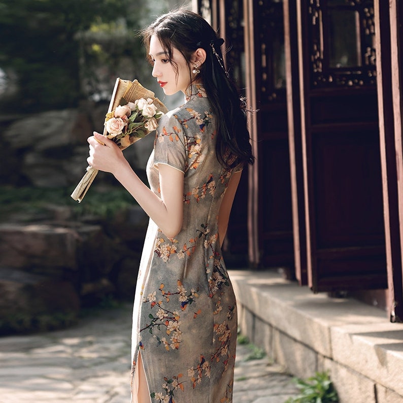 Traditional Chinese Cheongsam Dress China Qipao Painted 寒梅 - Etsy UK
