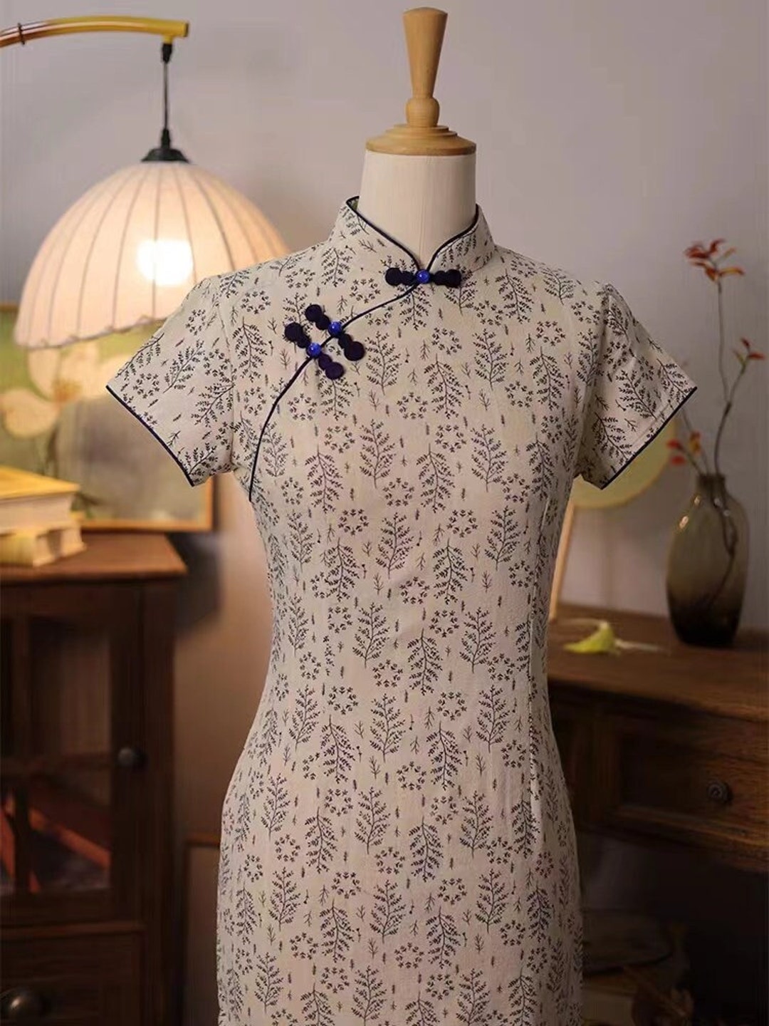 Doveyaf Summer Vintage Chinese Cheongsam Dress, China Qipao Knee Length ...