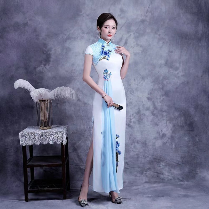 Custom Able Premium Cut Cheongsam With Ribbon, Classical Embroidery ...