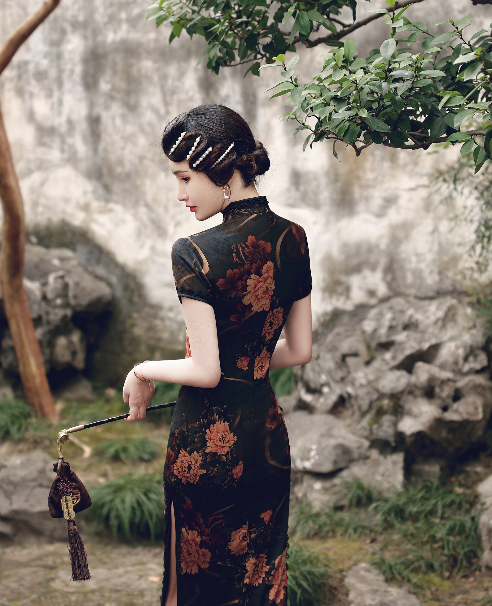 Vintage China Cheongsam Classic Big Flower QipaoTea | Etsy