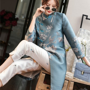 Classical China Above Knee Cheongsam Jacket,chinese Vintage Qipao Dress ...