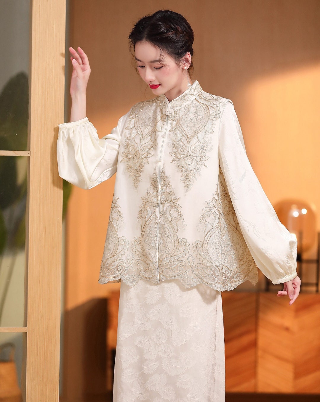 High Class Spring Classic Chinese Tang Dynasty Vest, Luxury Lace Court ...