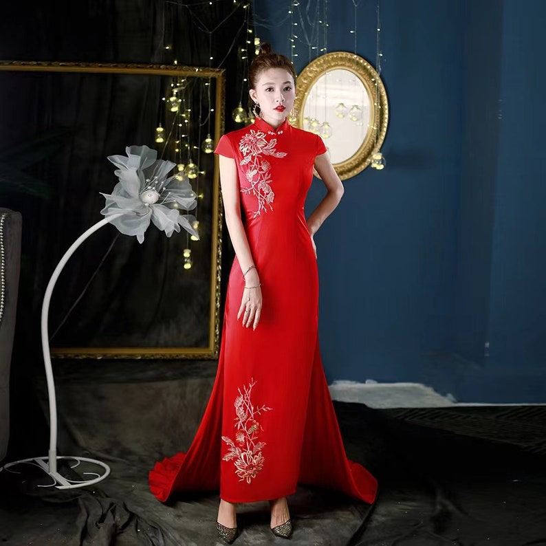 New Design China Bride Wedding Cheongsam Dress in Wine - Etsy