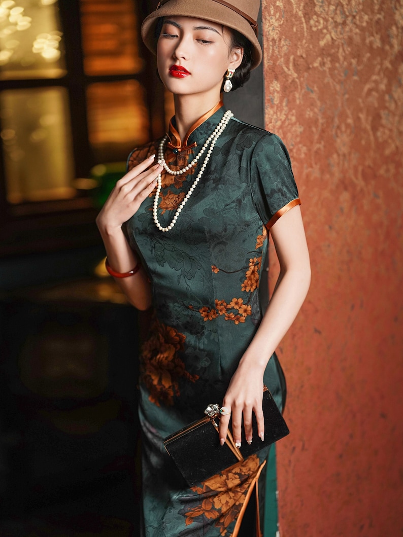 New Arrival Vintage China Cheongsam, Classic Jacquard Flower Surface ...