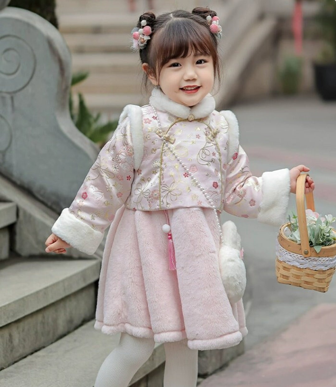 New Little Girl Chinese CNY Tang Costume ,dress Rabbit Bag, Spring ...