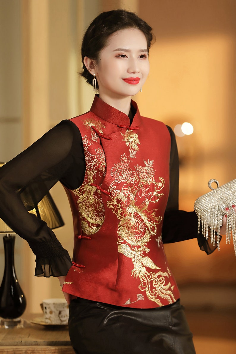 Autumn & Winter Classic Chinese Tang Dynasty Vest in Red - Etsy