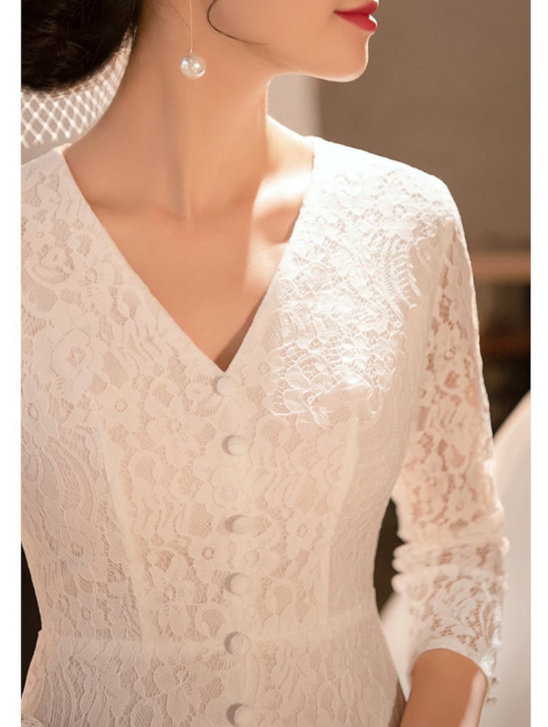 Bridal Wedding Light Dress in White Modern Lace Dress Full - Etsy