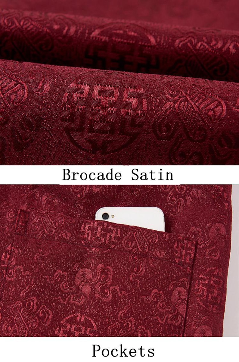 Men's Winter Tang Jacket Red Top, Brocade Jacquard Fabric, Father's ...