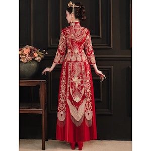 Traditional Chinese Bridal Red Wedding Xiuhe Dress,茹茵 Embroidery ...