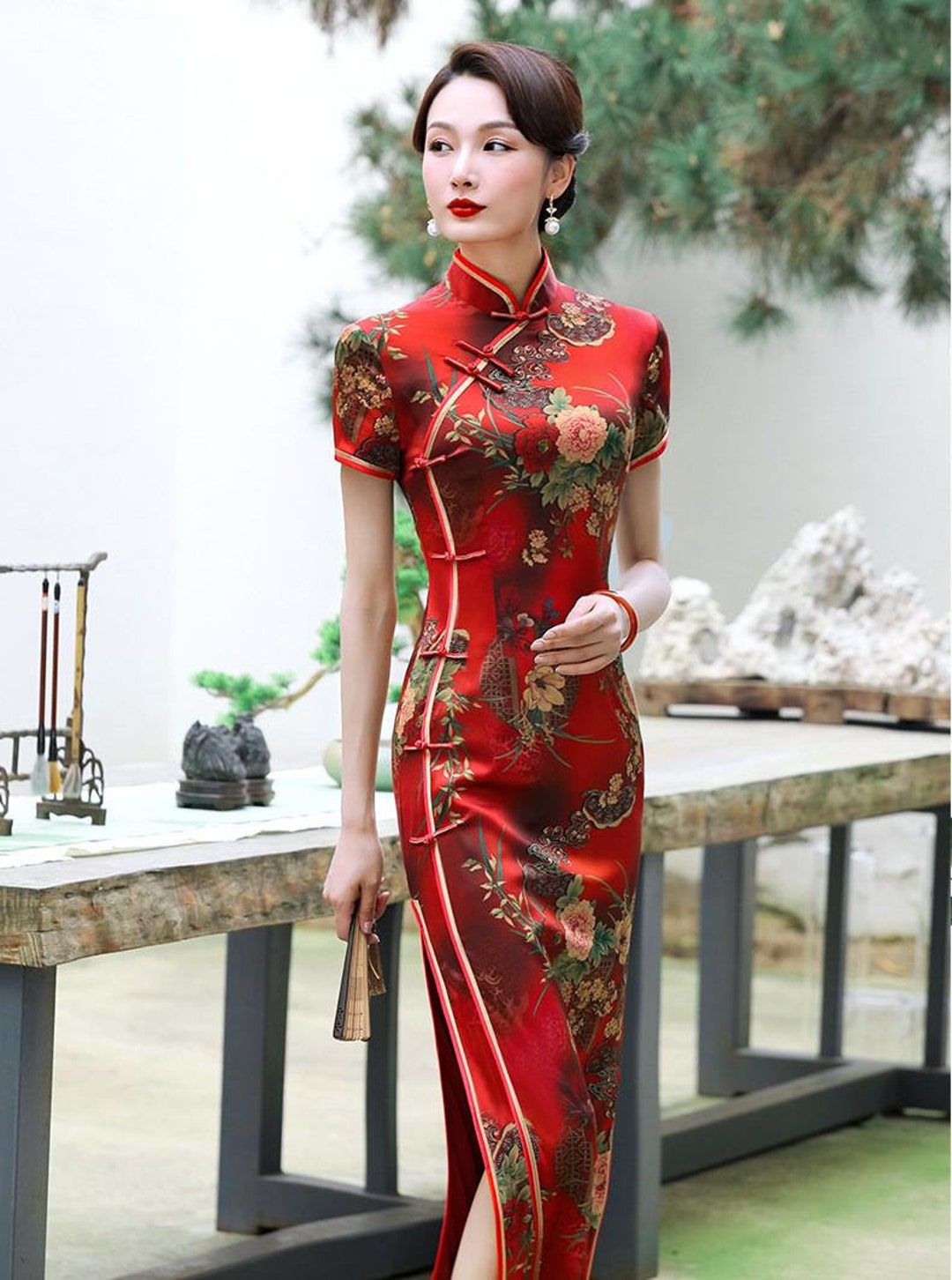 Minguo Era Retro Mulberry Silk Cheongsam《春意》100% Pure Silk Qipao Dress ...