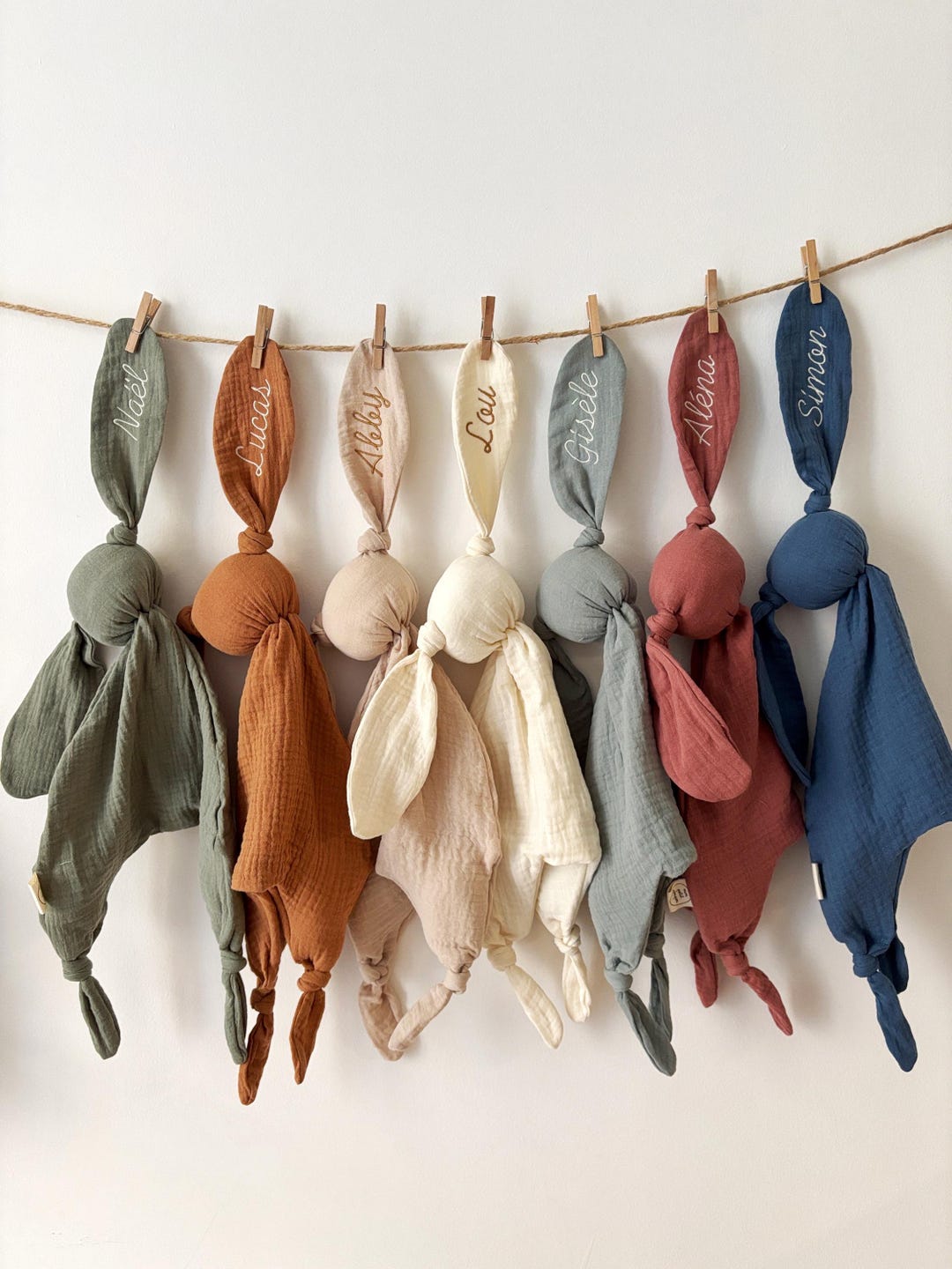 Doudou lapin en gaze de coton, doudou bébé naissance - Etsy France