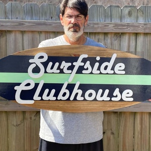Personalized Surfboard Beach House Name Sign ~ Large Shore House Name ...