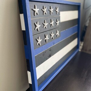 Thin Blue Line Coastal American Flag Framed Wallhanging ~ ~ Police ...