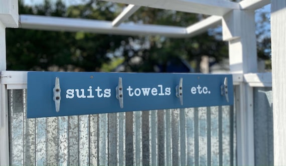 Beach Shower Towel Holder Outdoor Shower Sign Cleat Wall | Etsy