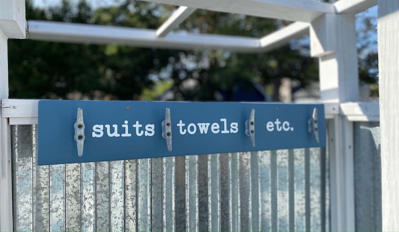 Beach Shower Towel Holder Outdoor Shower Sign Cleat Wall | Etsy
