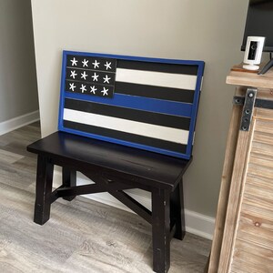 Thin Blue Line Coastal American Flag Framed Wallhanging ~ ~ Police ...