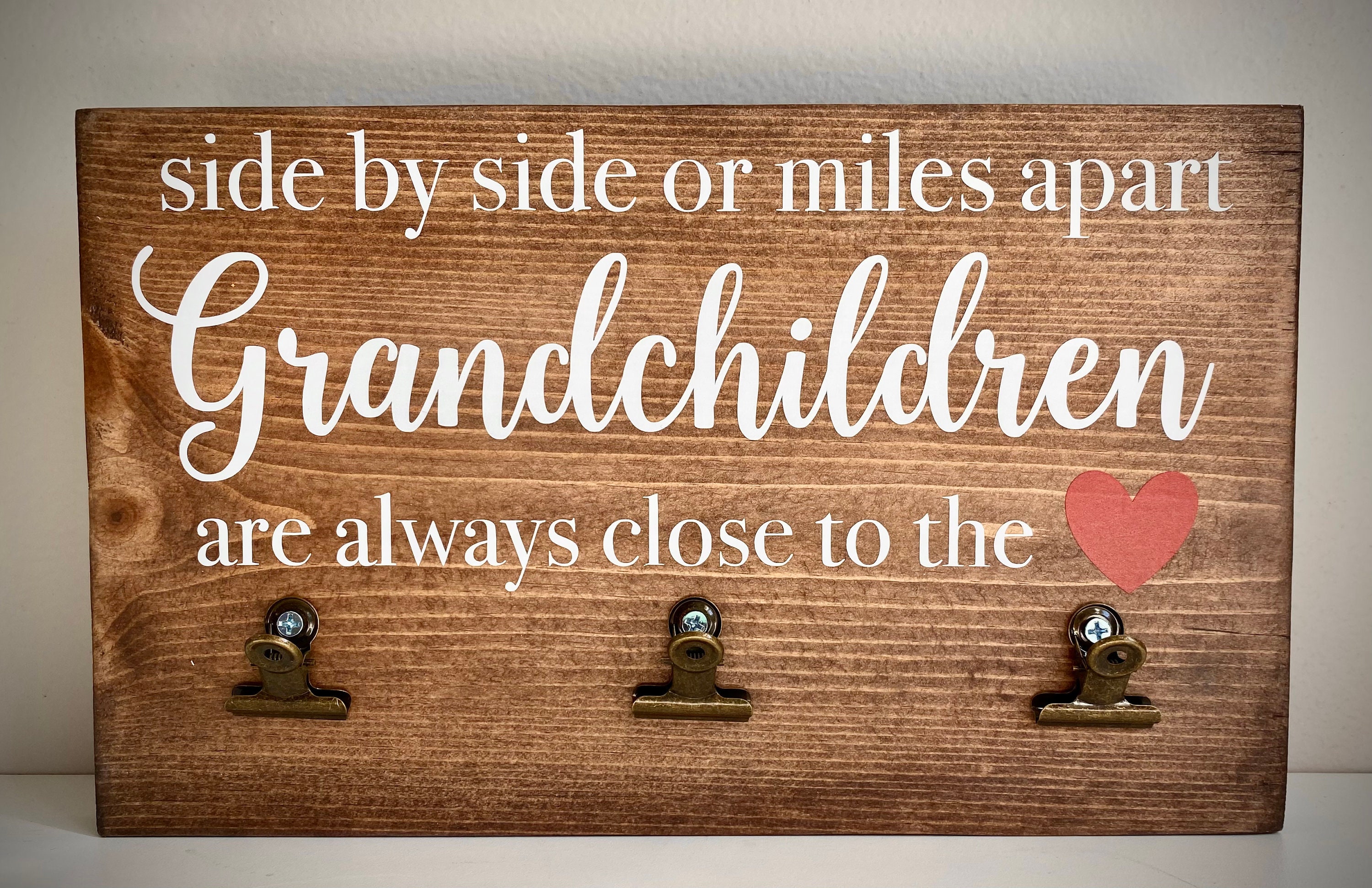 Grandparents Wood Sign, Picture Holder, Side by Side or Miles Apart ...