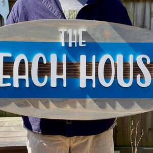 Personalized Surfboard Beach House Name Sign ~ Large Shore House Name ...