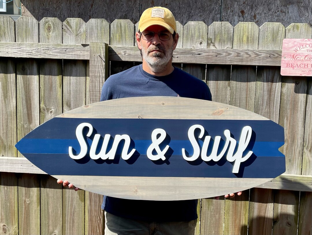 Personalized Surfboard Beach House Name Sign Large Shore House Name ...