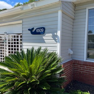 Wooden Engraved Whale Address Sign ~ Handcrafted House Number Plaque ...