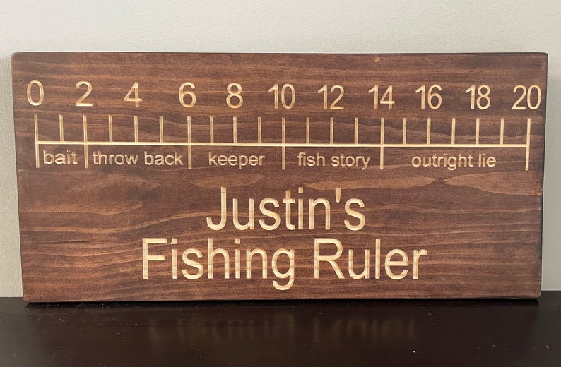 Personalized Fisherman's/angler's Ruler ~ Wood Sign ~ Carved - Etsy