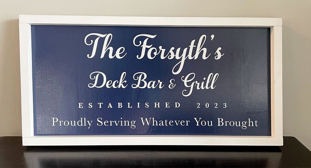 Custom Personalized Backyard Bar and Grill Sign ~ Outside Patio Sign ...