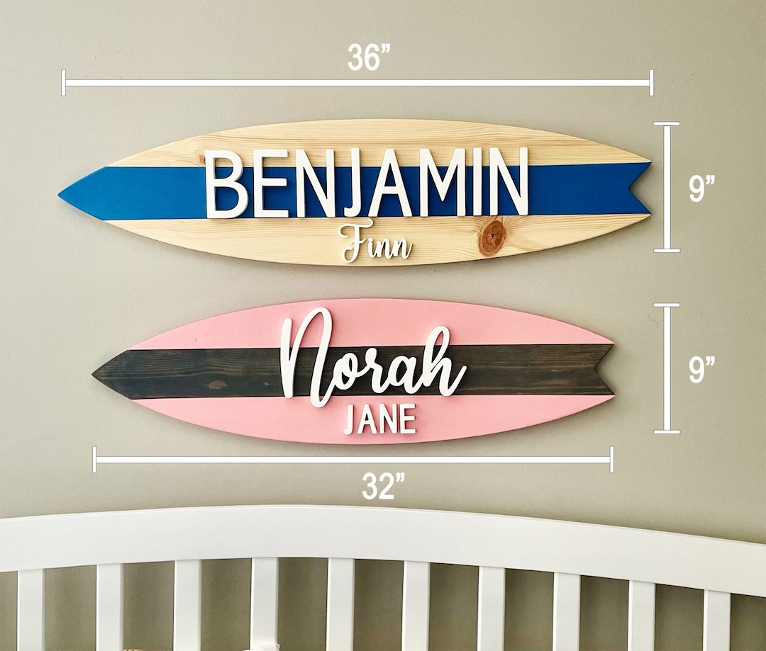 Personalized Surfboard Name ~ Sign for Kids Room ~ Nursery Wall Decor ...
