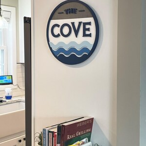 Custom Beach House Sign With Waves ~ Custom Coastal House Name Sign ...