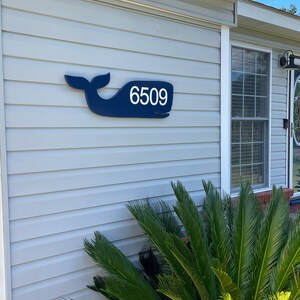 Wooden Engraved Whale Address Sign ~ Handcrafted House Number Plaque ...