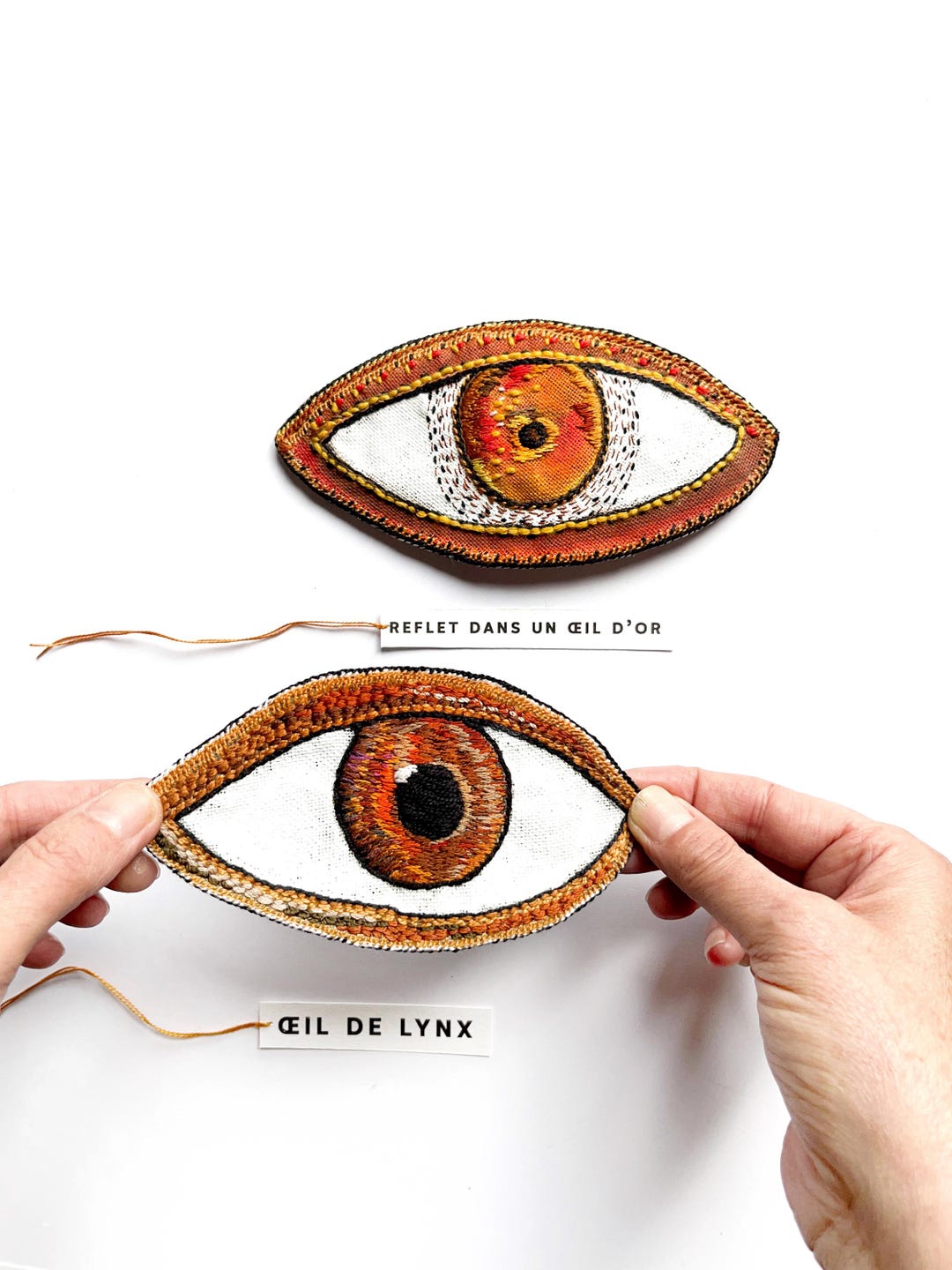 Large Embroidered Eyes Wall Decor, Painted and Embroidered Eye Textile ...