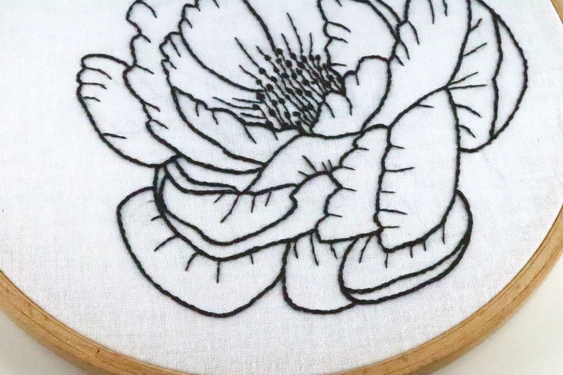 PDF hand embroidery pattern Peony | Etsy