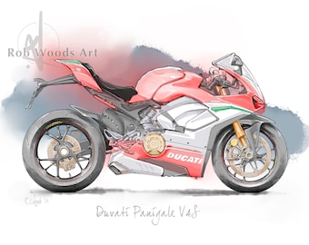 Ducati Panigale V4 Illustration Digital Download for Poster Print - Etsy