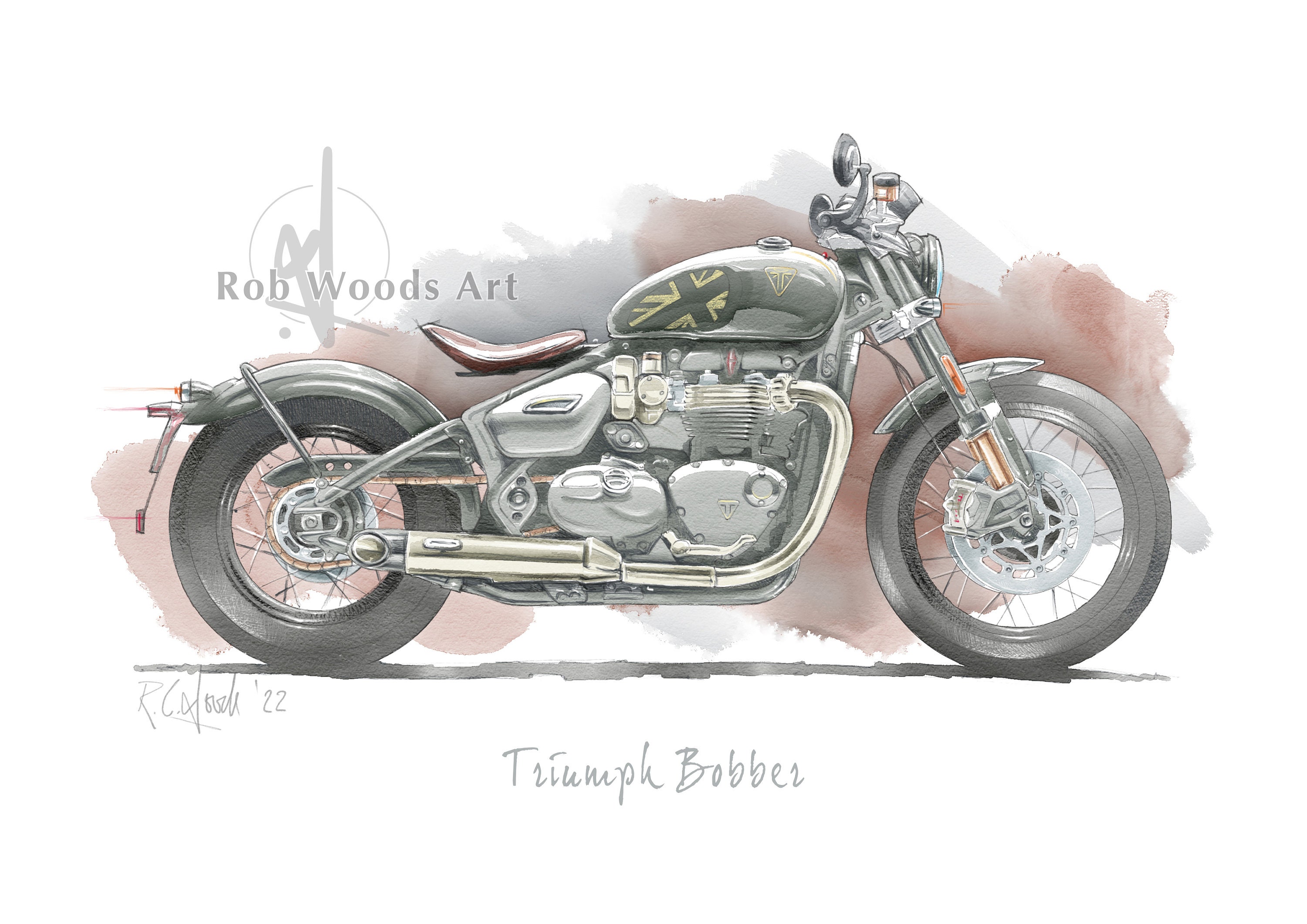 Triumph Bobber Print - Etsy