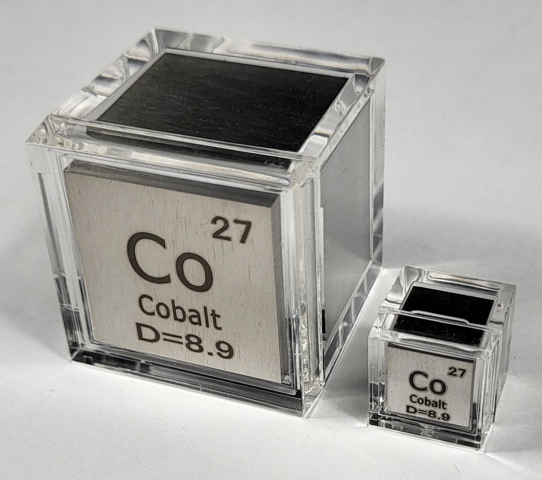 Cobalt Cubes Pair in Acrylic Box - 25.4mm (1") + 10mm (0.39") up to 99. ...