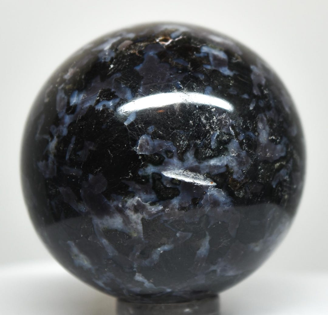 Dark Indigo Gabbro "mystic Merlinite" Carved Sphere Polished 43mm 130g ...