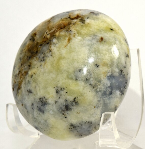 Home & Living White Dendrite Agate w/ Inclusions Carved Sphere Polished ...