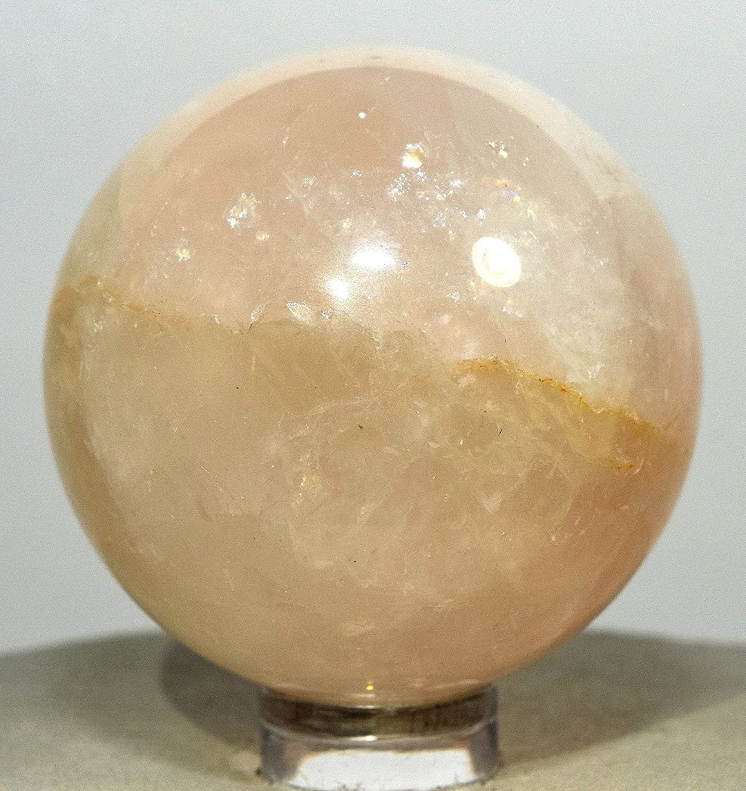 Rainbow Sparkling Rose Golden Quartz Carved Sphere Polished 43mm 115g ...