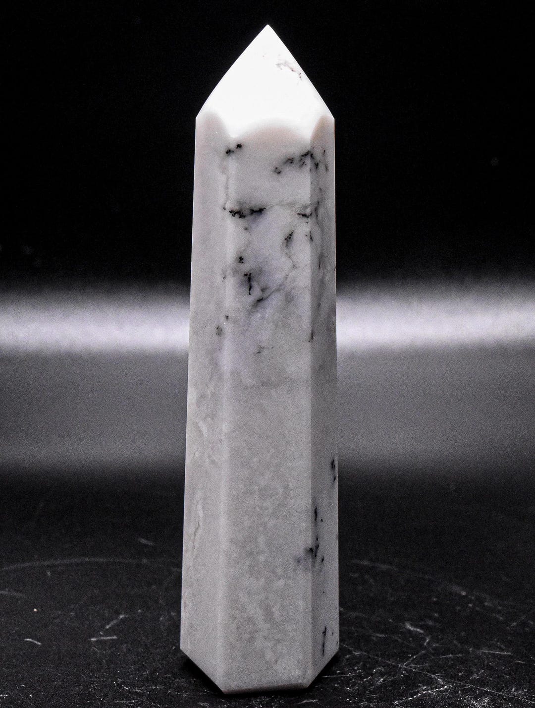 Silverish White Dendrite Agate Obelisk Point Polished 98mm 85g Natural ...